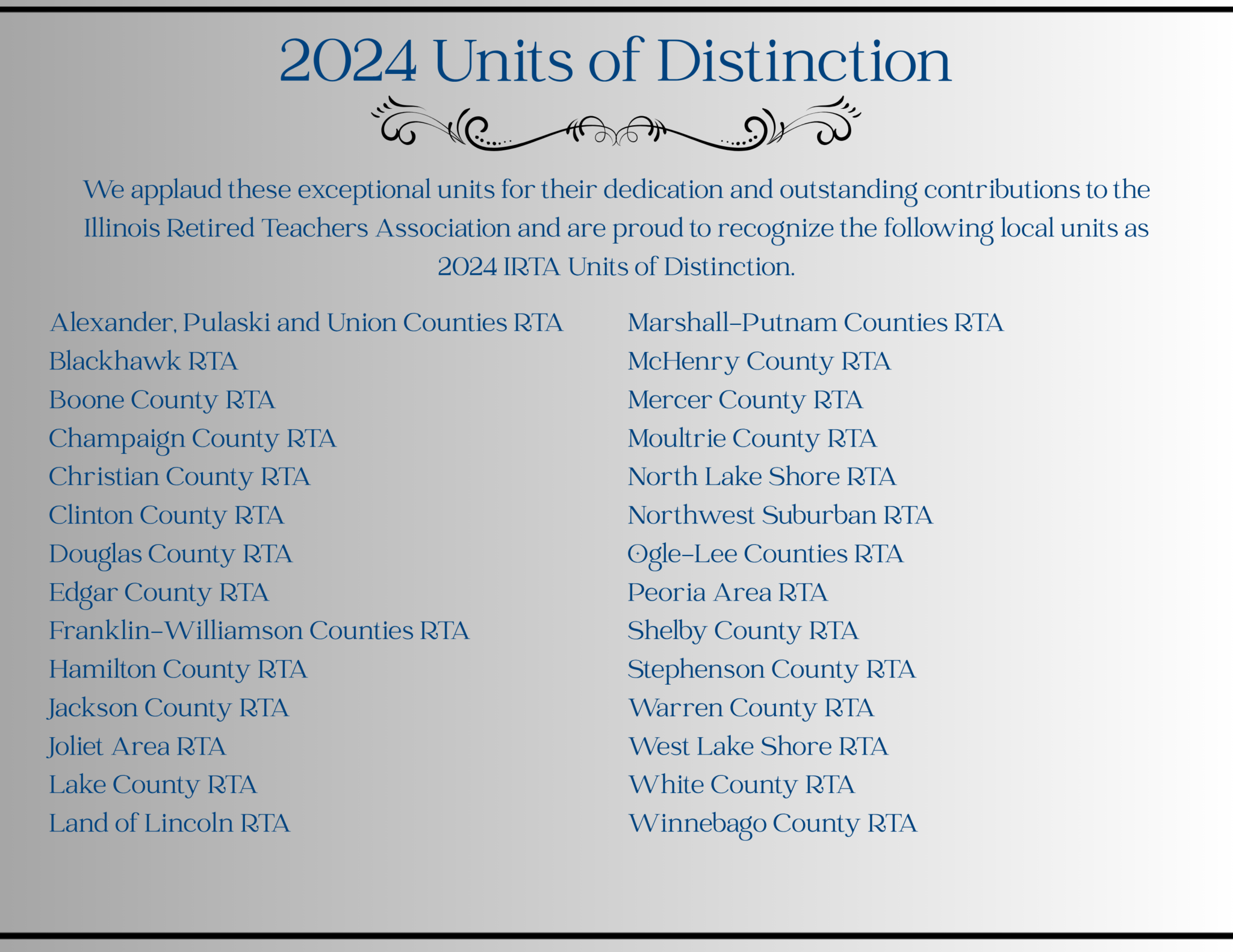 IRTA Unit of Distinction Program - ILTRA